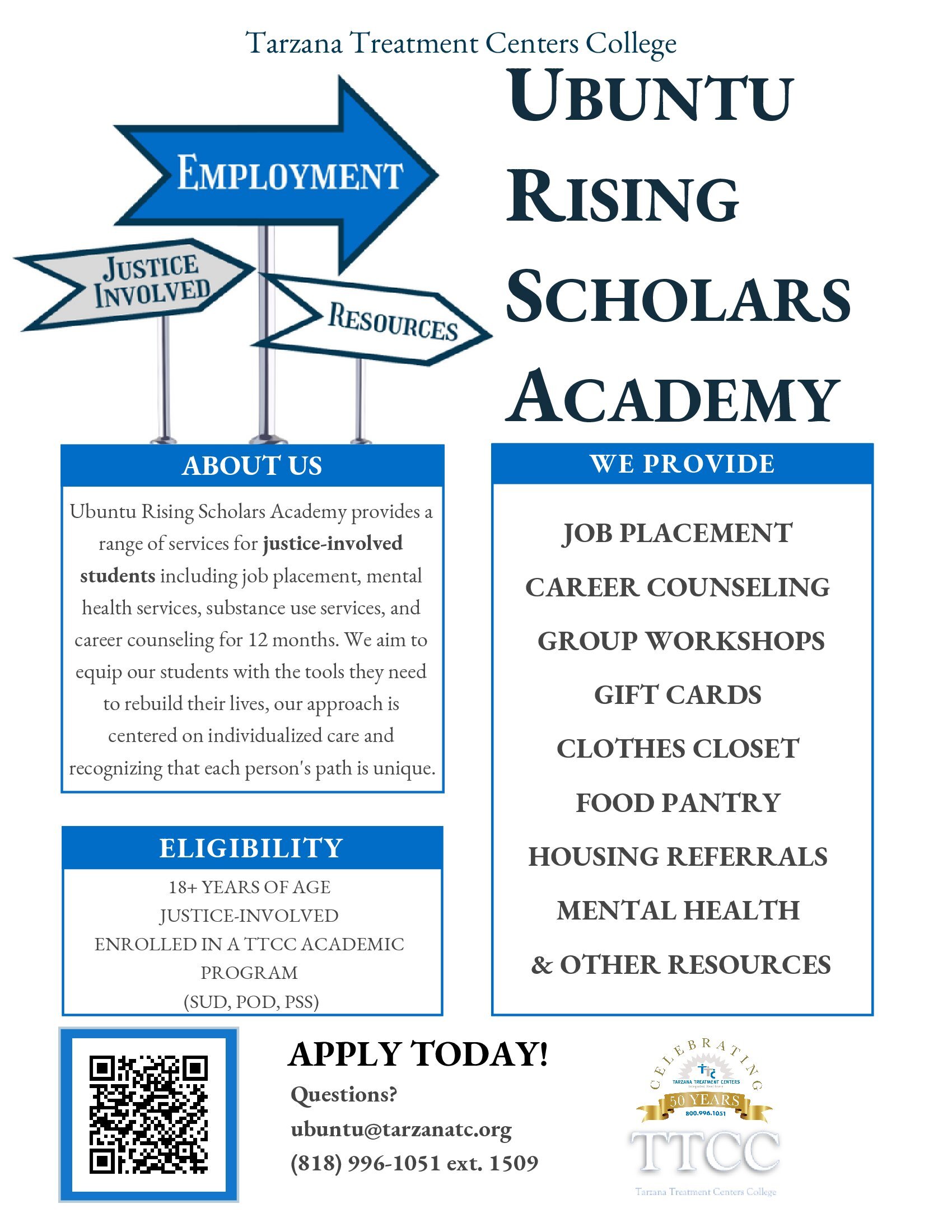 Ubuntu Rising Scholars Academy - Tarzana Treatment Centers College